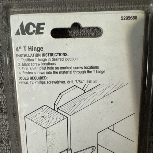 ACE Hinge T Shape, Light Duty-zinc Sealed In Package , New , 4” | eBay
