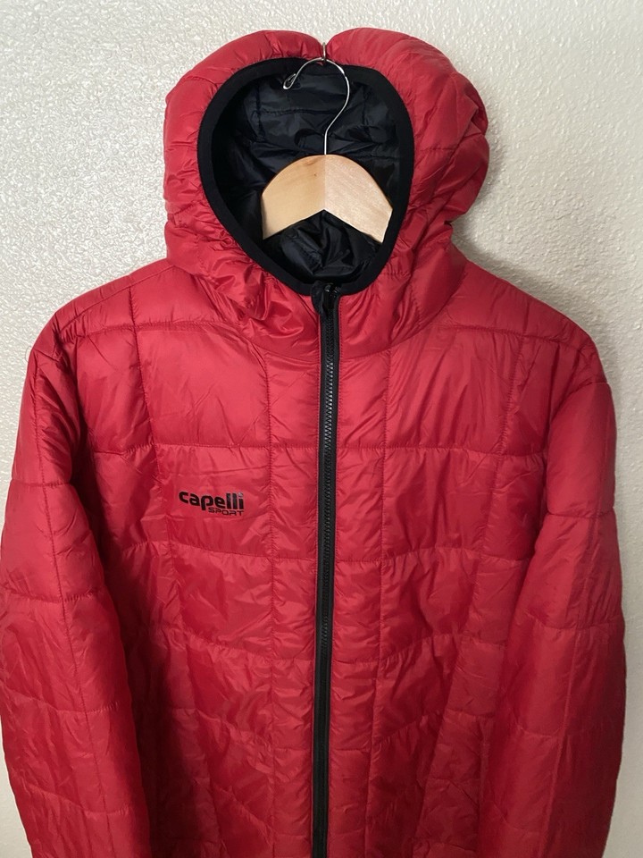 Capelli Sport Reversible Puffer Down Hooded Zip Jacket Red/Black Men’s ...