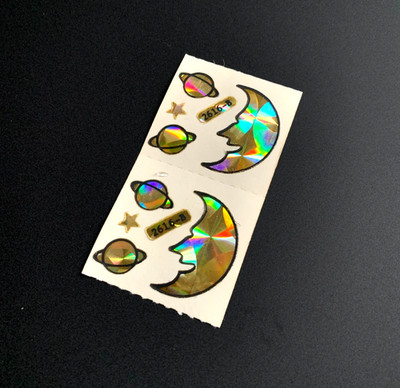 2 MOON SPACE PLANETS cosmic celestial VINTAGE sticker mods prism ...
