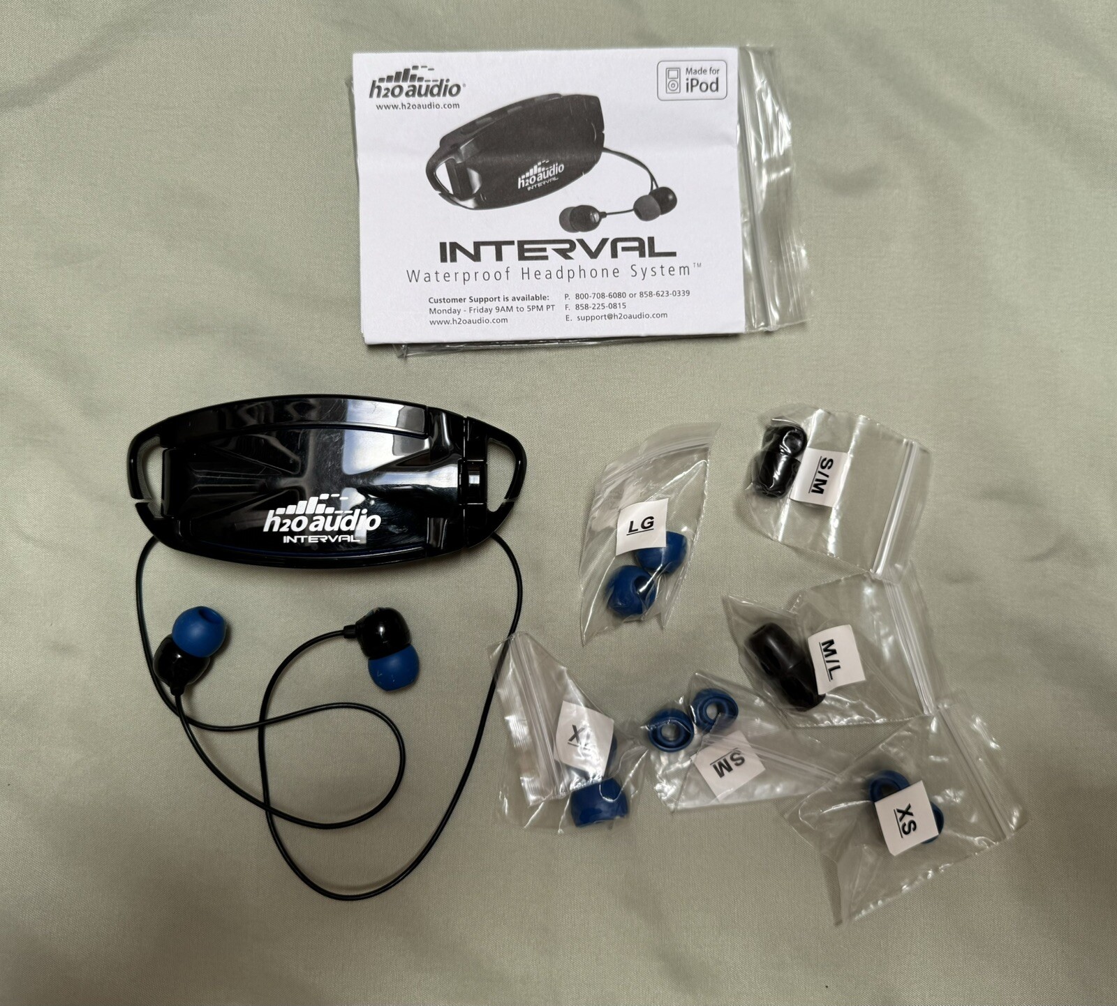 H2O Audio Interval Swim Headphones For iPod Shuffle 3rd Gen - tested ok ...