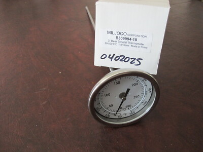 MILJOCO CORP. B309994-18 3" REAR BIMETAL THERMOMETER 18" STEM 50F to ...