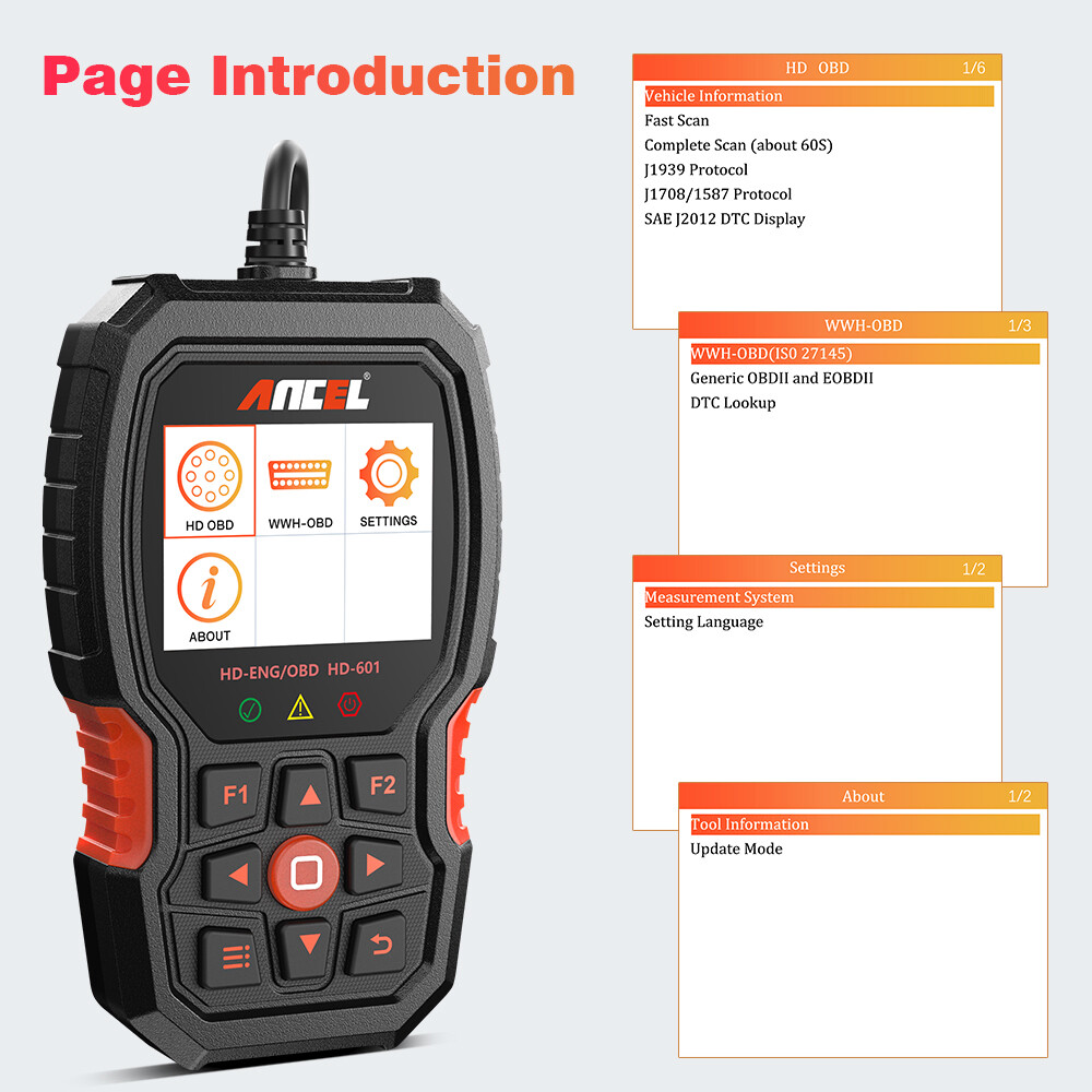 HEAVY DUTY DIESEL TRUCK DIAGNOSTIC SCANNER TOOL CODE READER ...