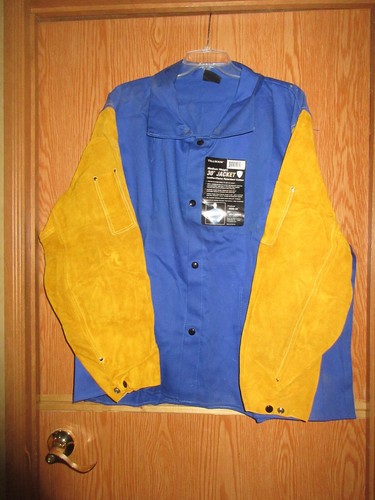 Tillman Welding Jacket Mens XXXL Blue Leather Arms FR Button Up Shirt ...