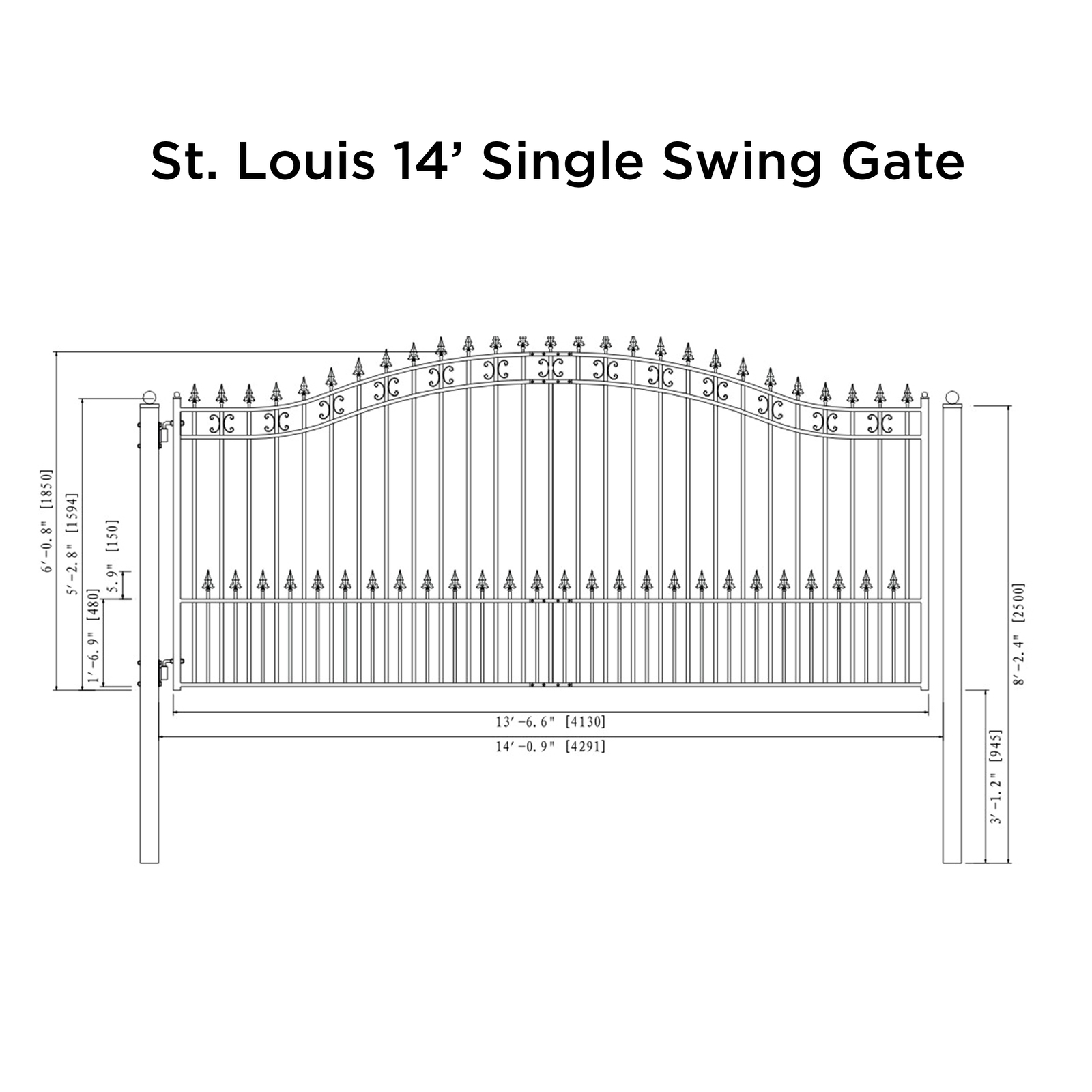 ALEKO Garden Yard Steel St. Louis Style Single 14 ft Swing Driveway ...