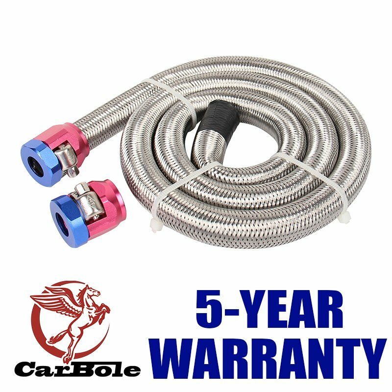 Universal Stainless Steel Braided Fuel Line 3/8 in 3 ft Length High ...