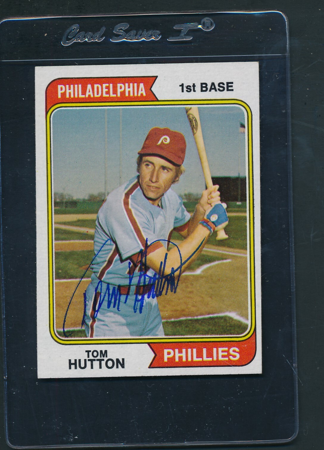 1974 Topps #443 Tom Hutton Phillies Signed Auto *E1817 | eBay