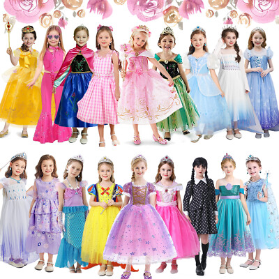 Girls Cinderella Rapunzel Frozen Elsa Anna Princess Fancy Dress Up ...