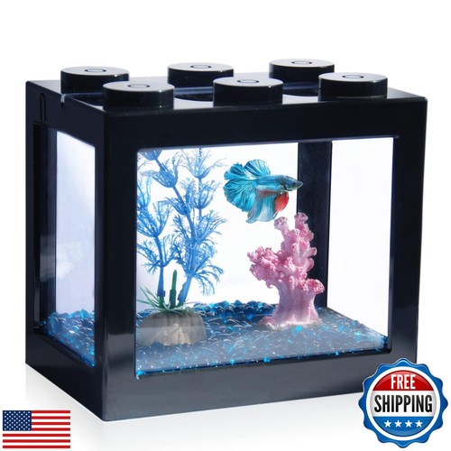 Tsxurepaw Small Betta Fish Tank, Stackable Mini Fish Tank Aquarium Tank ...