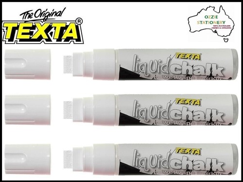3 x WHITE Texta Jumbo Liquid Chalk Wet Wipe Marker 0388220 | eBay Australia