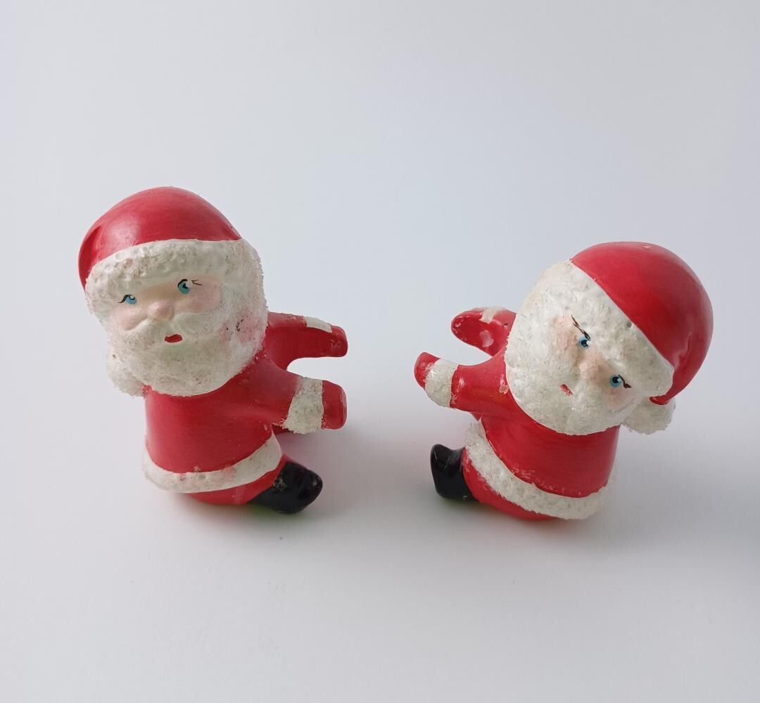 Vintage Pair Santa stick candle huggers. Christmas Decoration. | eBay