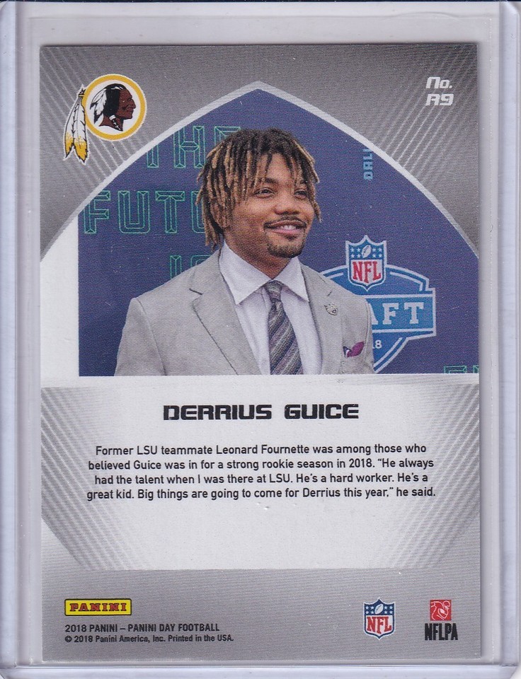 2018 Panini Day NFL Draft Red Carpet #R9 Derrius Guice Washington ...
