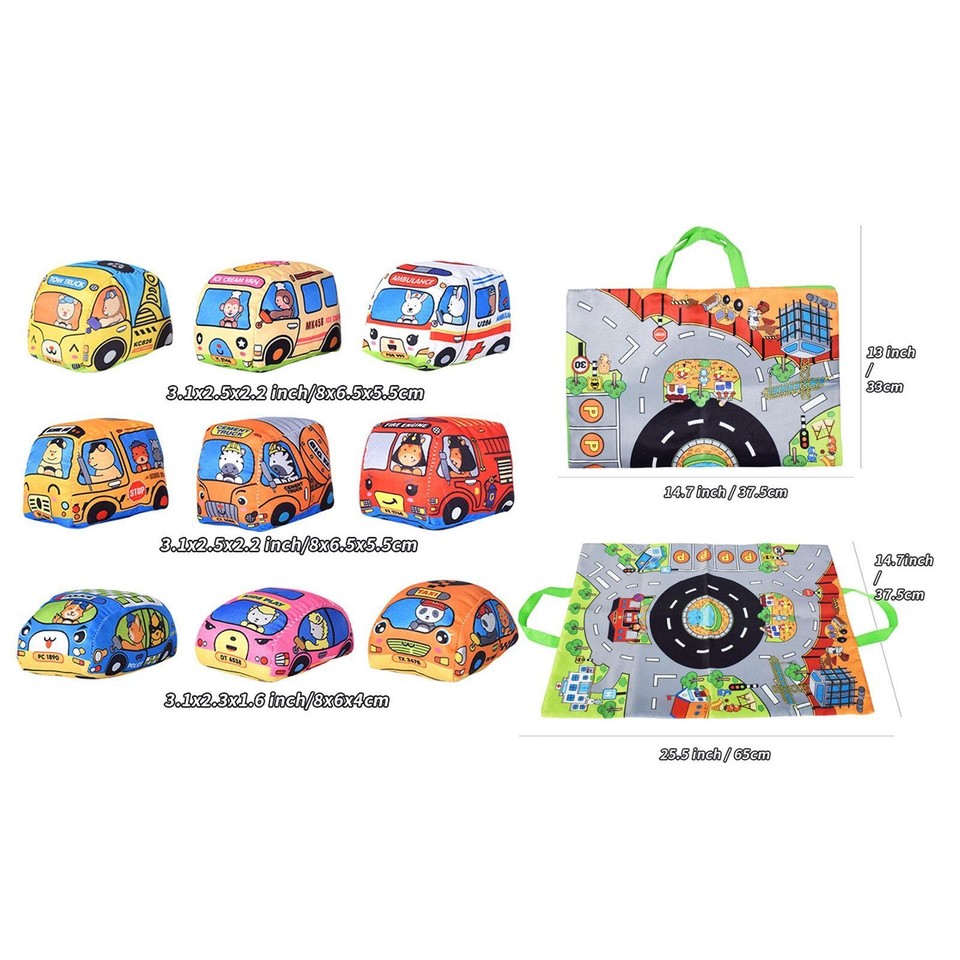 Soft Cars Toy Kid Toy Cars 9 Vehicles Learning Preschool Sensory Toy ...