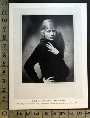 1924 ANN HARDING ACTRESS THEATER TARNISH STAGE STAR PHOTO INSERT PRINT ...