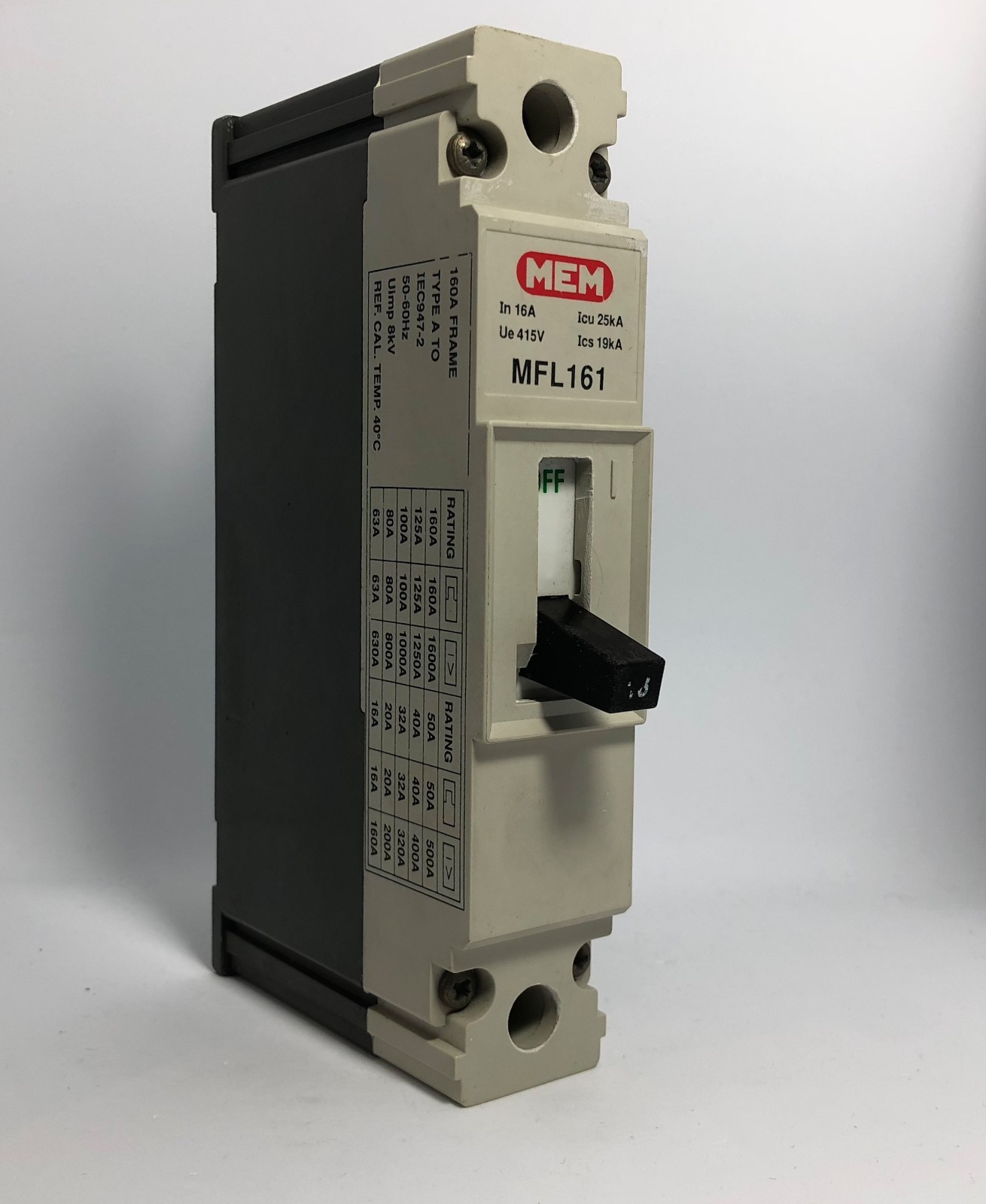 MEM Memshield 2 MFL161 16 Amp 16A Single Pole MCCB Series F Frame Bill ...