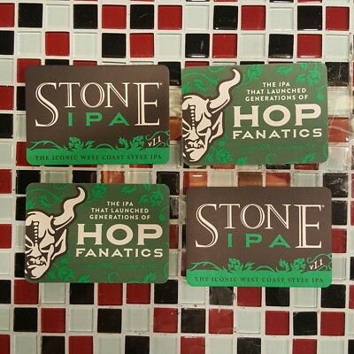 4x New ~ Stone IPA ~ HOP Fanatics Craft Beer Coasters Arrogant Bastard ...