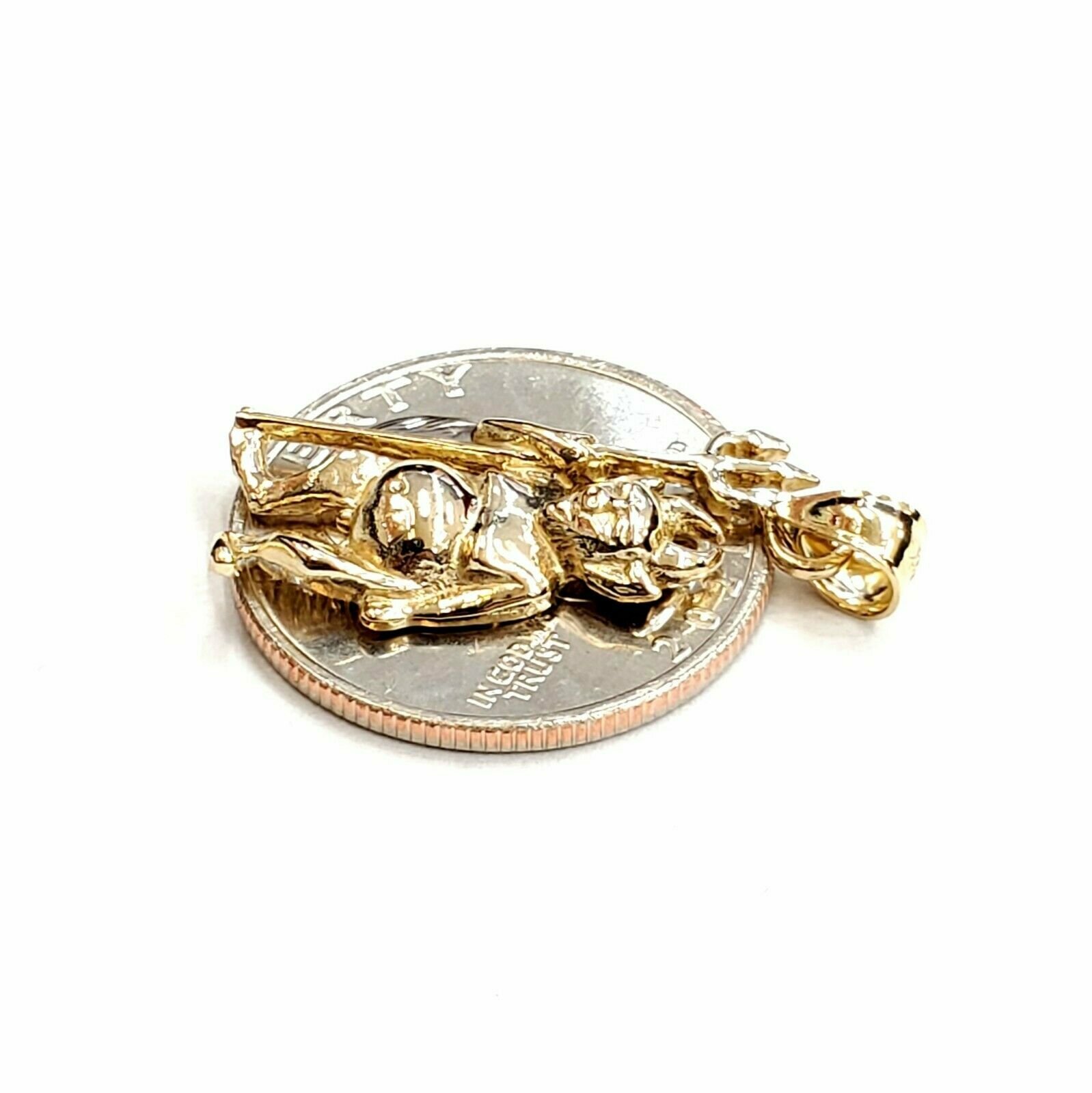 New 14k yellow Gold solid Devil Pitchfork Pendant charm Gift fine ...