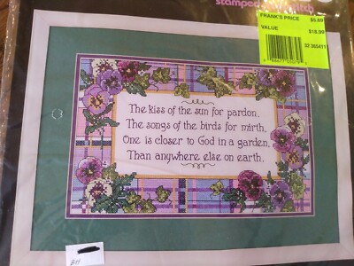 Dimensions Pansies & Plaid stamped Cross Stitch Kit 14"x 9" NOS 3146 | eBay