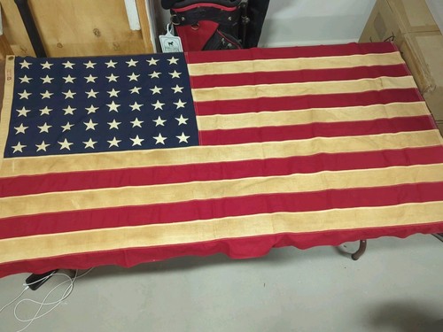 48 Star WWII 31 X 56” Old American Flag Rare Antique Vintage Military ...