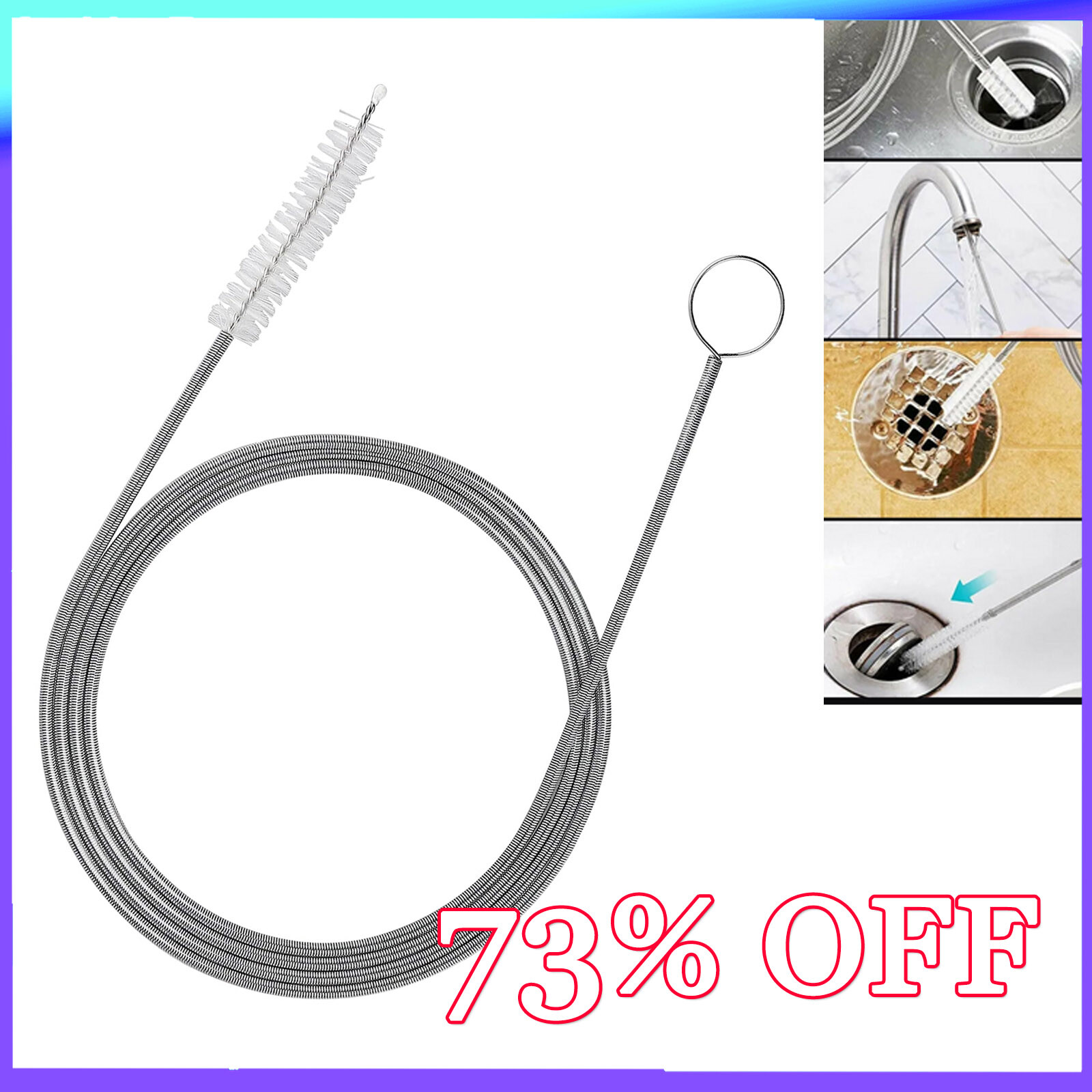 Flexible Drain Brush-Extra Long Cleaner for Cleaning Pipe Air Tube Hose ...