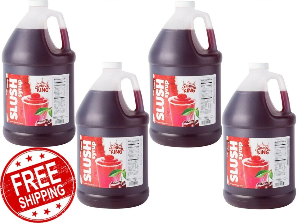 4 Pack Case Slushy Machine Syrup 1 Gallon Cherry Syrup Frozen Drink ...