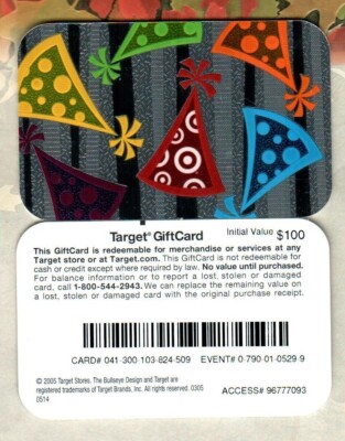 TARGET Party Hats ( 2005 ) Foil Gift Card ( $0 ) V6 - RARE | eBay