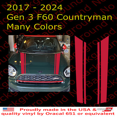 Bonnet Racing Stripes Hood Vinyl Decals Fits Mini Cooper S Countryman ...