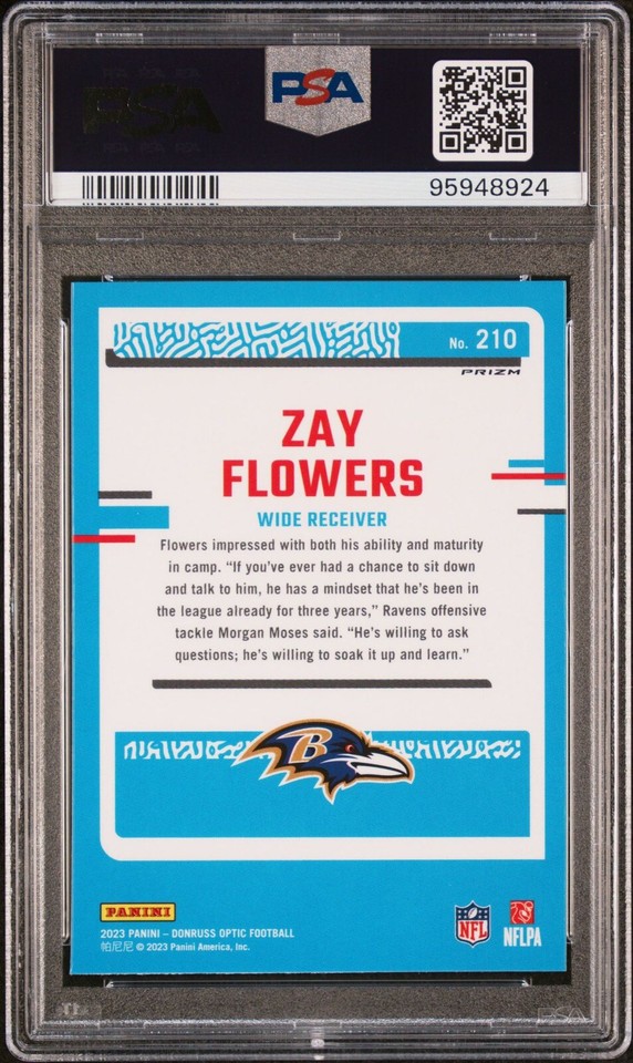 2023 Optic Zay Flowers PSA 10 Rookie Holo #210 Ravens RC | eBay