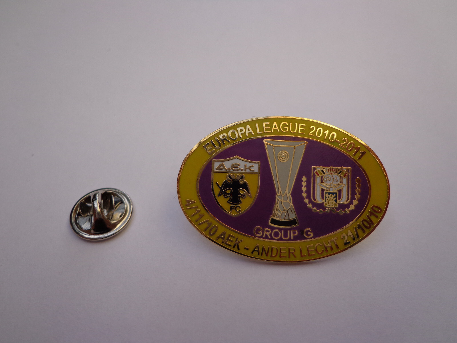 AEK FC PIN AEK - ANDERLECHT EUROPA LEAGUE CUP 2010 - 2011 PIN BADGE | eBay