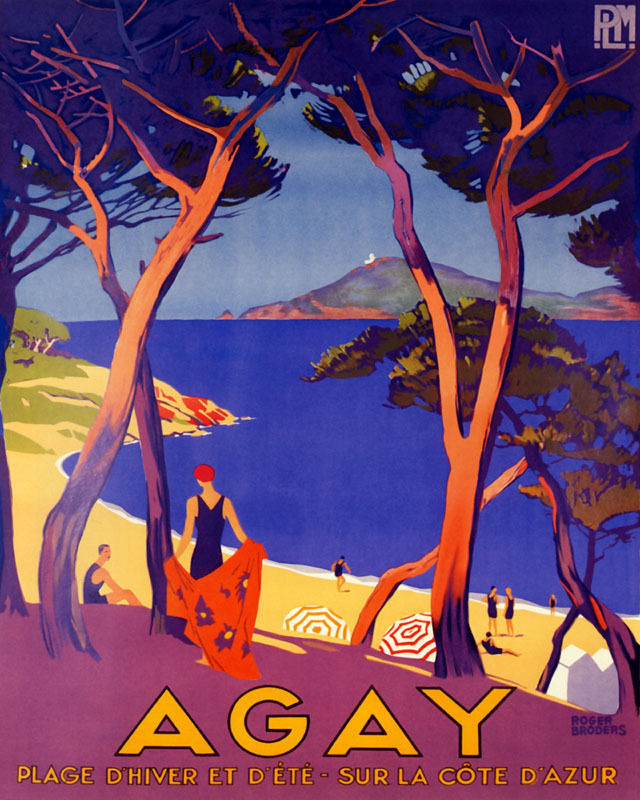 POSTER AGAY WINTER SUMMER BEACH COTE D'AZUR FRANCE TRAVEL VINTAGE REPRO ...