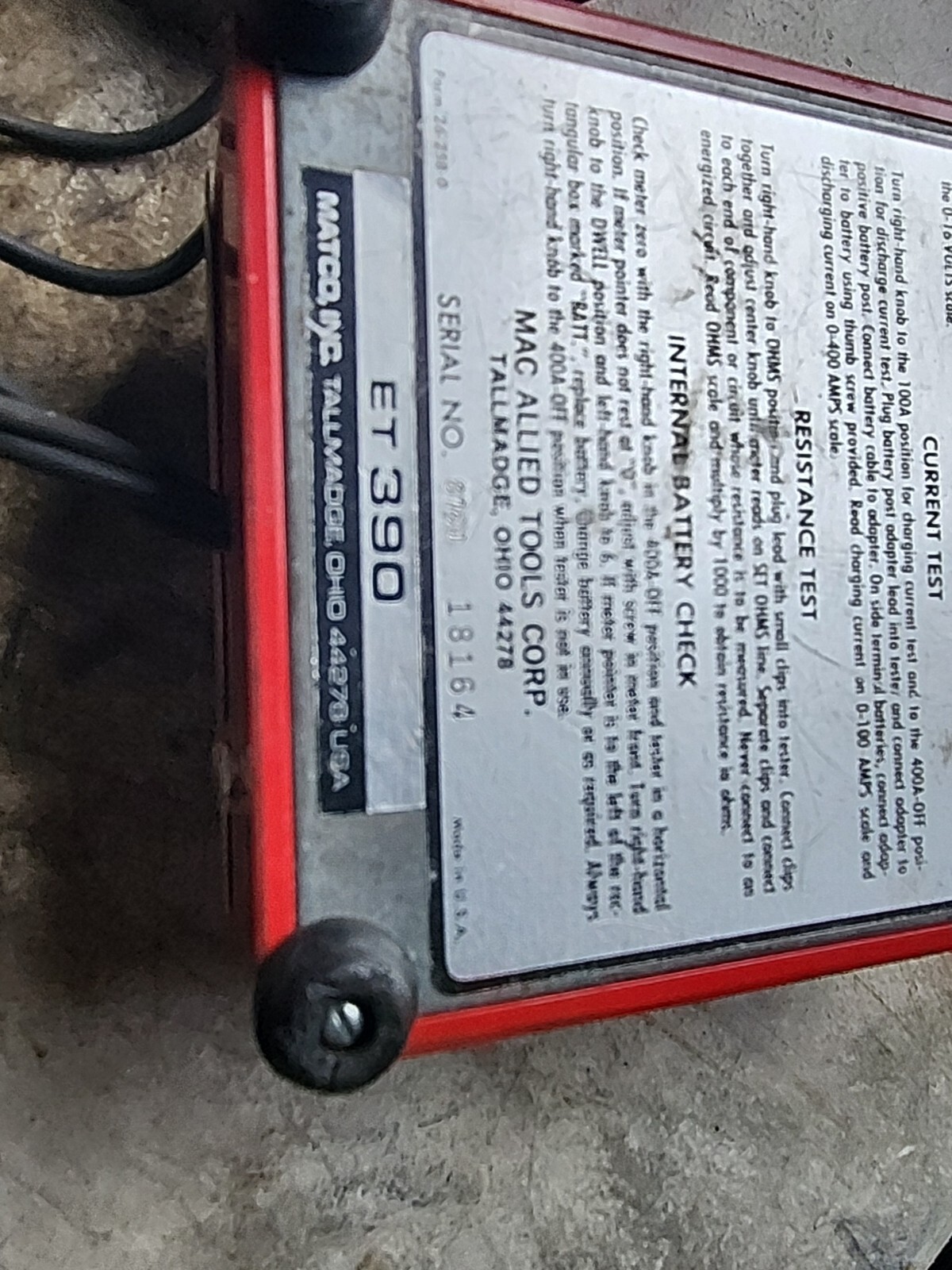 Vintage Matco Tools USA Et-390 Electrical Systems Analyzer for sale ...