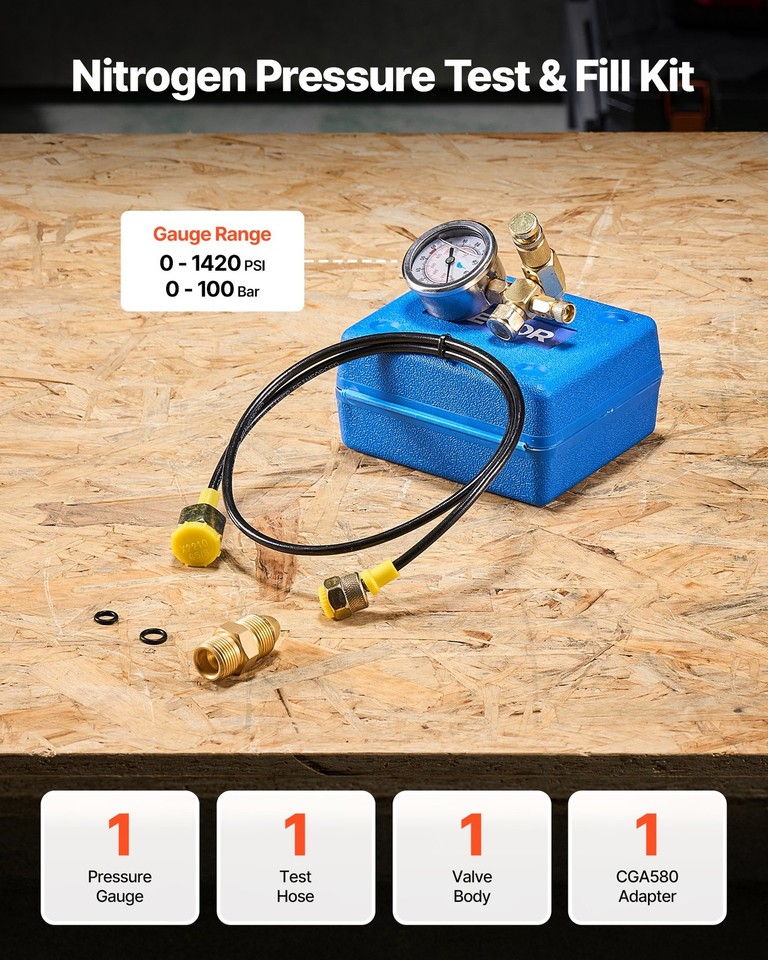 [New]Hydraulic Nitrogen Accumulator Charging Kit, 0-1420 PSI Nitrogen ...
