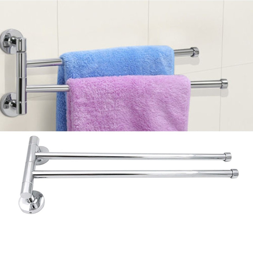Stainless Steel Towel Bar Rack Rotary Towel Rail Bathroom Kitchen Wall ...