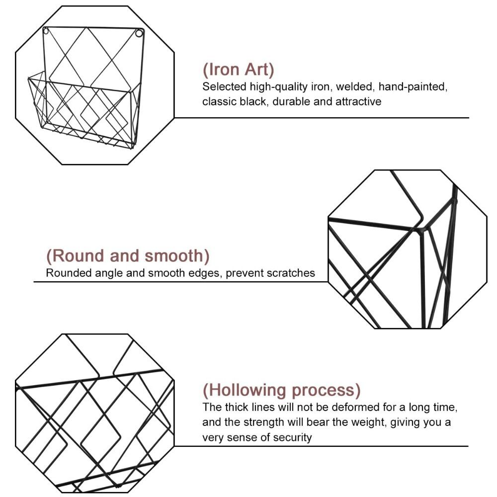 Iron Metal Mesh Folder Black Iron Wall Shelves Storage Shelves Office ...