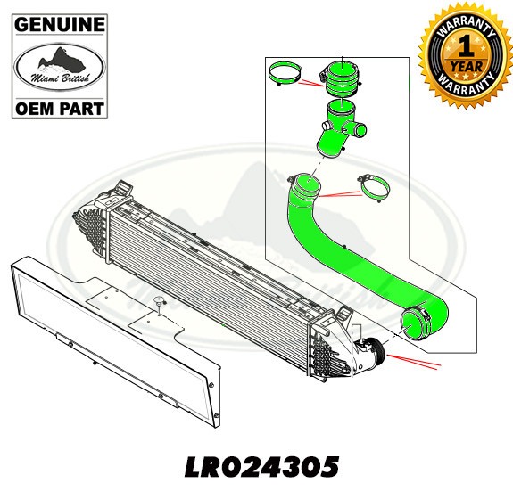 LAND ROVER INTERCOOLER HOSE ASSY RANGE EVOQUE 2.0L 16V LR024305 GENUINE ...