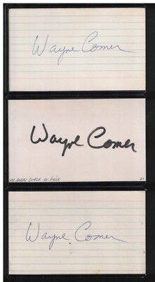 (3) WAYNE COMER INDEX CARD SIGNED 1968 WS CHAMPS DET TIGERS PSA/DNA ...