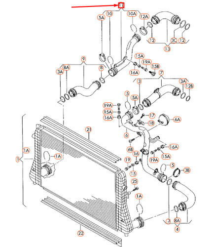 NEW AUDI A3 8P CHARGE AIR COOLER RETURN AIR PIPE 3C0145770E OEM NO DUTY ...