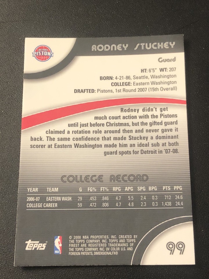 2007-08 Topps Finest Rodney Stuckey #99 | eBay