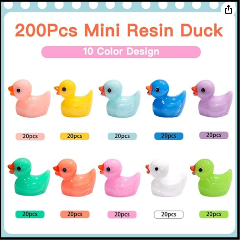 200Pcs Tiny Ducks 10 Colors Little Duck Figures Mini Resin Ducks ...