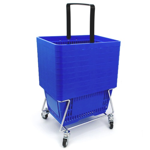VK-Set02= 10 blaue Kunststoffkorb 20L mit 1Griff und Rollwagen ...