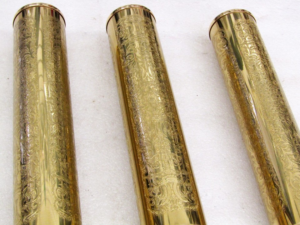 NEW GERMAN G/F POLISHED SOLID BRASS 50mm x245mm FANCY ENGRAVED WEIGHT ...