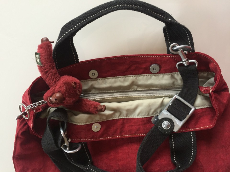 KIPLING INCA PRIVATE TRANSPORT BURGUNDY ACROSS BODY SHOULDER BAG MONKEY ...