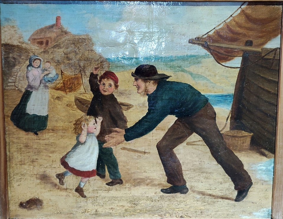 Antique Oil Painting Circa 1875 - Naive Primative, Possibly Cornish ...