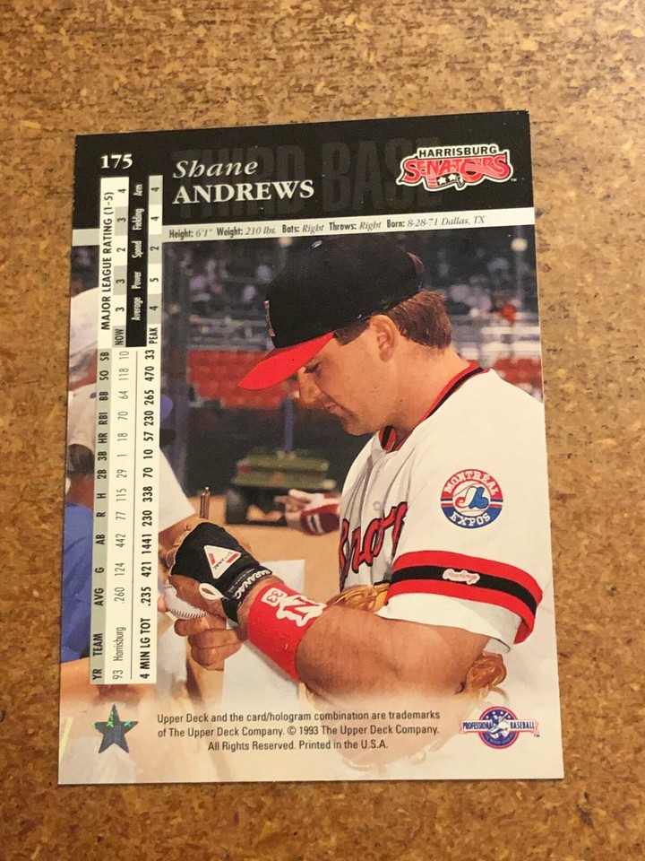 1994 Upper Deck Minors Top Prospects Baseball # 175 Shane Andrews RC | eBay