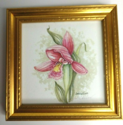 Deb Collins Gold Framed Pink Orchid Watercolor Signed Print Ready to ...