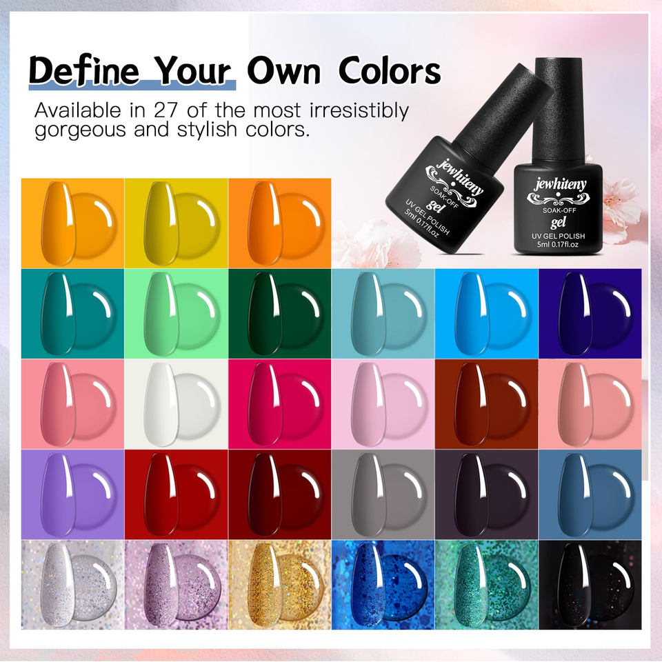 27 Colors Nail Polish Kit with U V Light, U V LED Nail Dryer Lamp ...