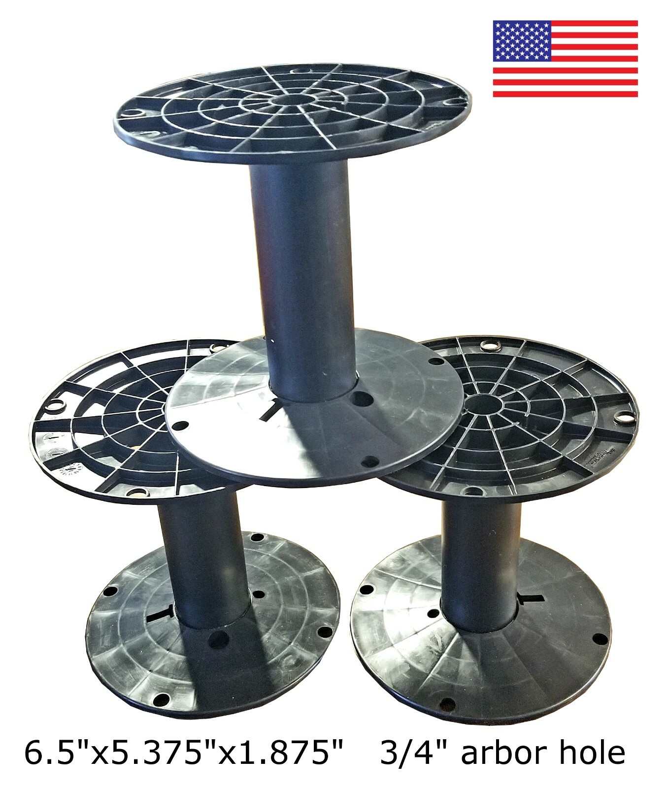 45 Black Plastic Spool Cable Wire Reel 6 1/2 " Dia x 6.5" H with 3/4 ...