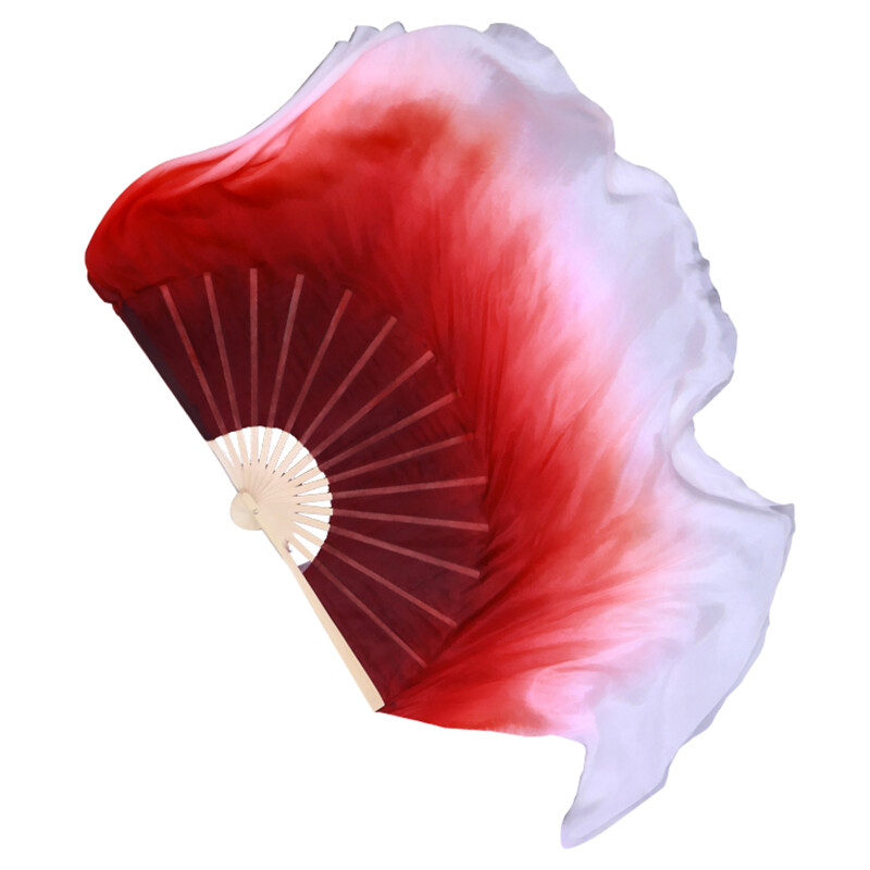 Double Side Half Circle Fan Women Folk Dance Long Flutter Fan Veil ...