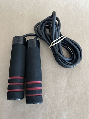 GOLD’S GYM JUMP ROPE PADDED WEIGHTED HANDLES BLACK & RED FITNESS ...