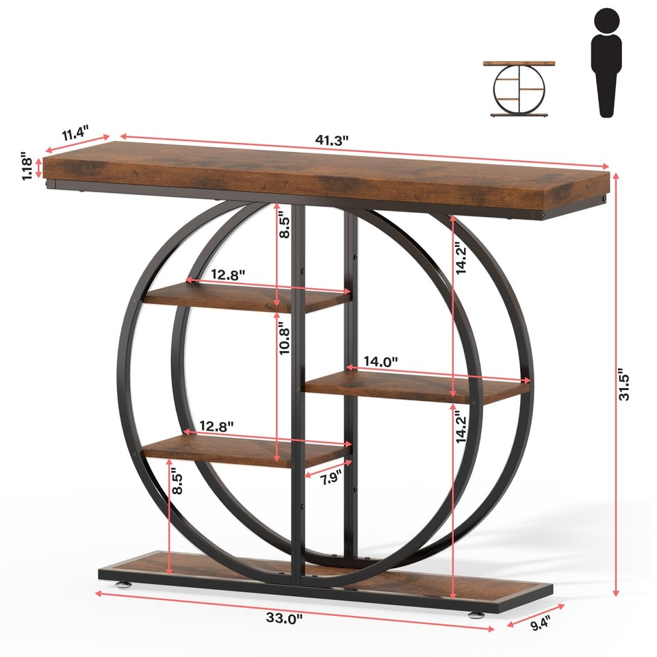 41.3" Console Table for Entryway, Industrial Hallway Sofa Table with ...