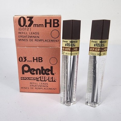 2 x Tubes Pentel HB 0.3mm Leads Hi Polymer (12 Leads Per Tube) 300HB | eBay Australia